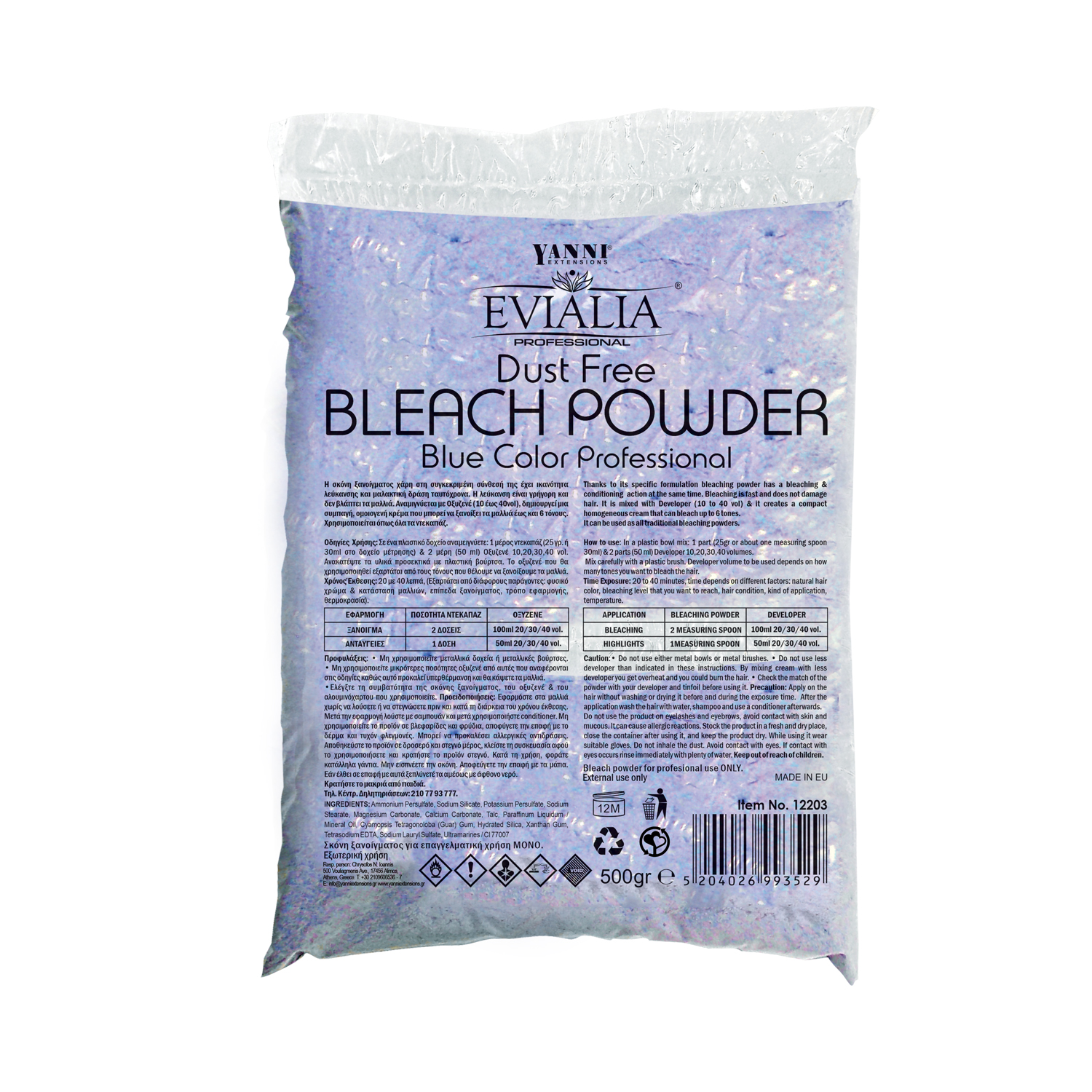 Hair Dyes: Evialia Blue Bleaching Powder Bag - 500gr